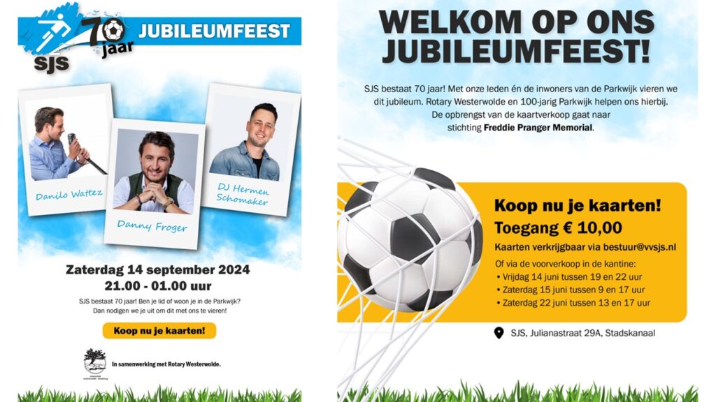 Aankondiging jubileumfeest - VV SJS